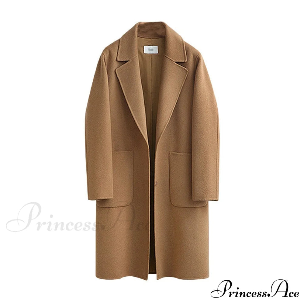 Wool Baggy Long Solid Simple All-match Overcoat – PrincessAce