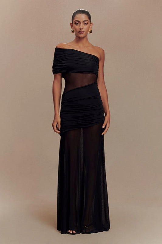 Mesh Panel Strapless Sheer Bodycon Party Dress – PrincessAce