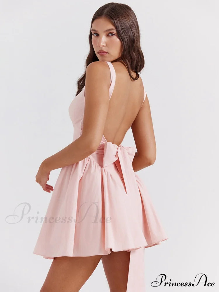 Backless Bow Stylish Mini Dress – PrincessAce