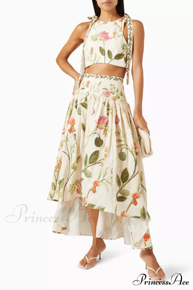 Curua Cultivo Maxi Skirt Graceful and Top in Linen Set – PrincessAce
