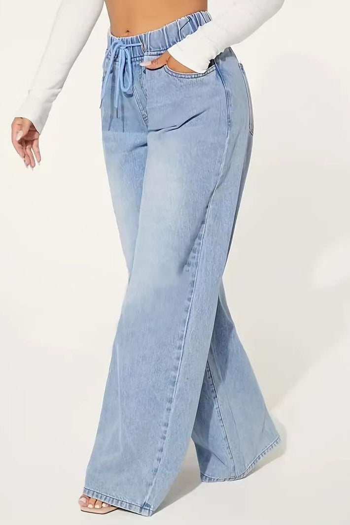 Drawstring High Waist Wide Leg Jean – PrincessAce