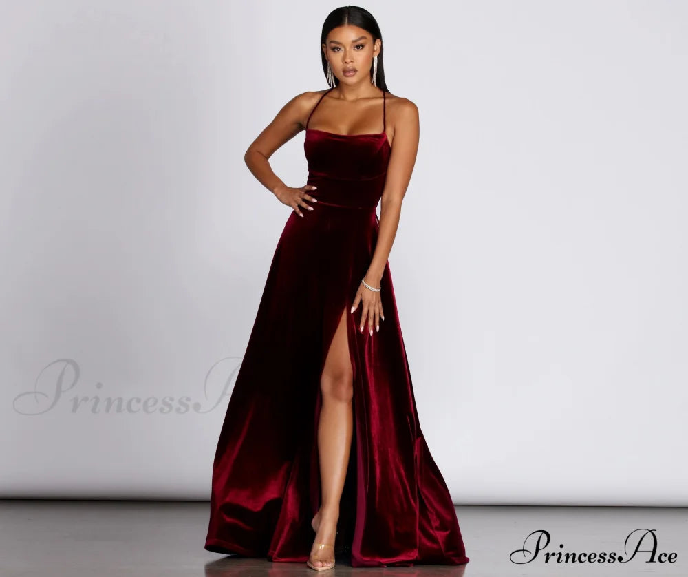Dakota Velvet Lace Charming Up Evening Gown – PrincessAce