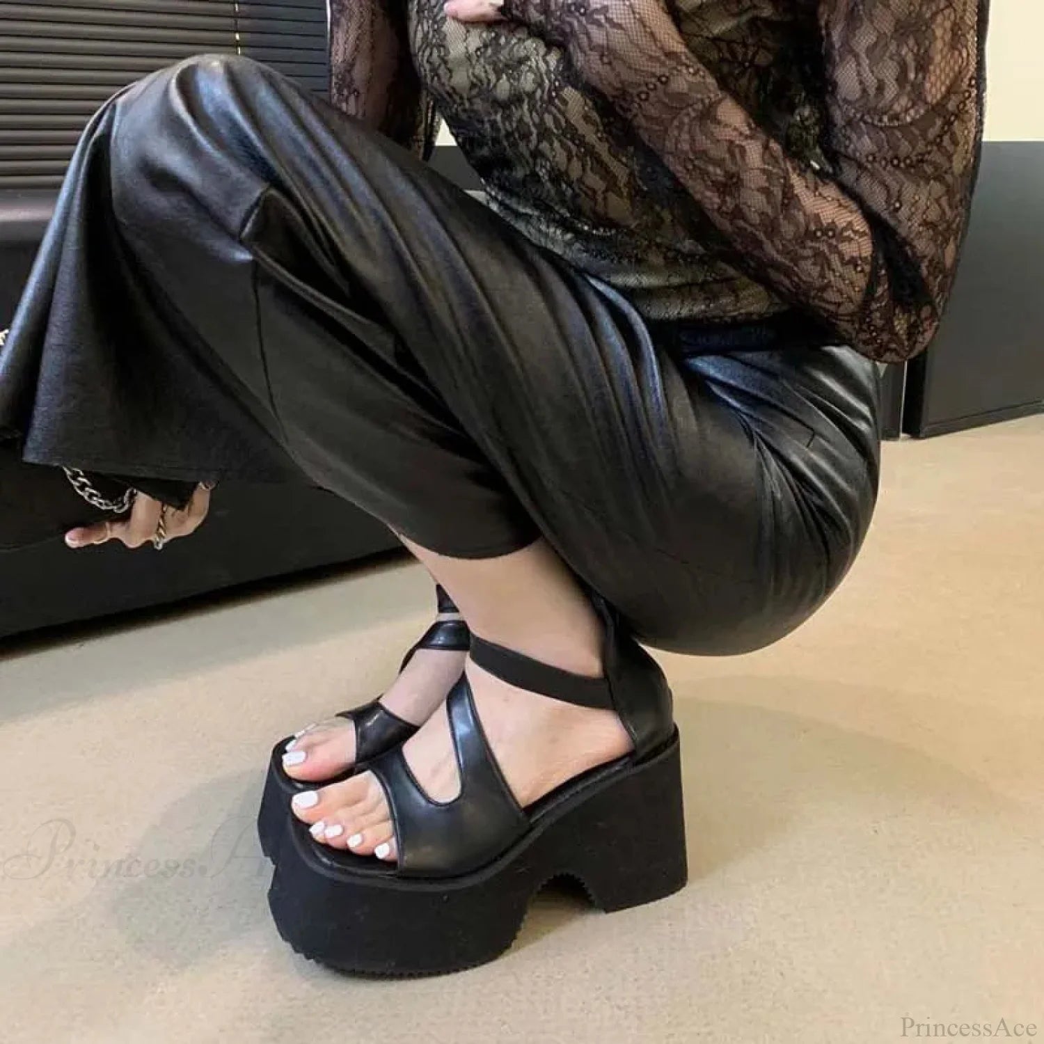 Dark Gothic Platform Chunky Sandal – PrincessAce