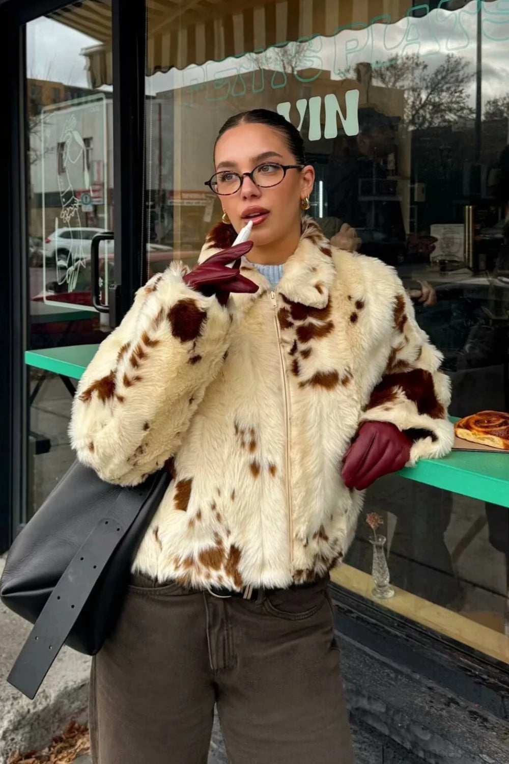 Faux Fur Leopard Print Fuzzy Warm Coat – PrincessAce