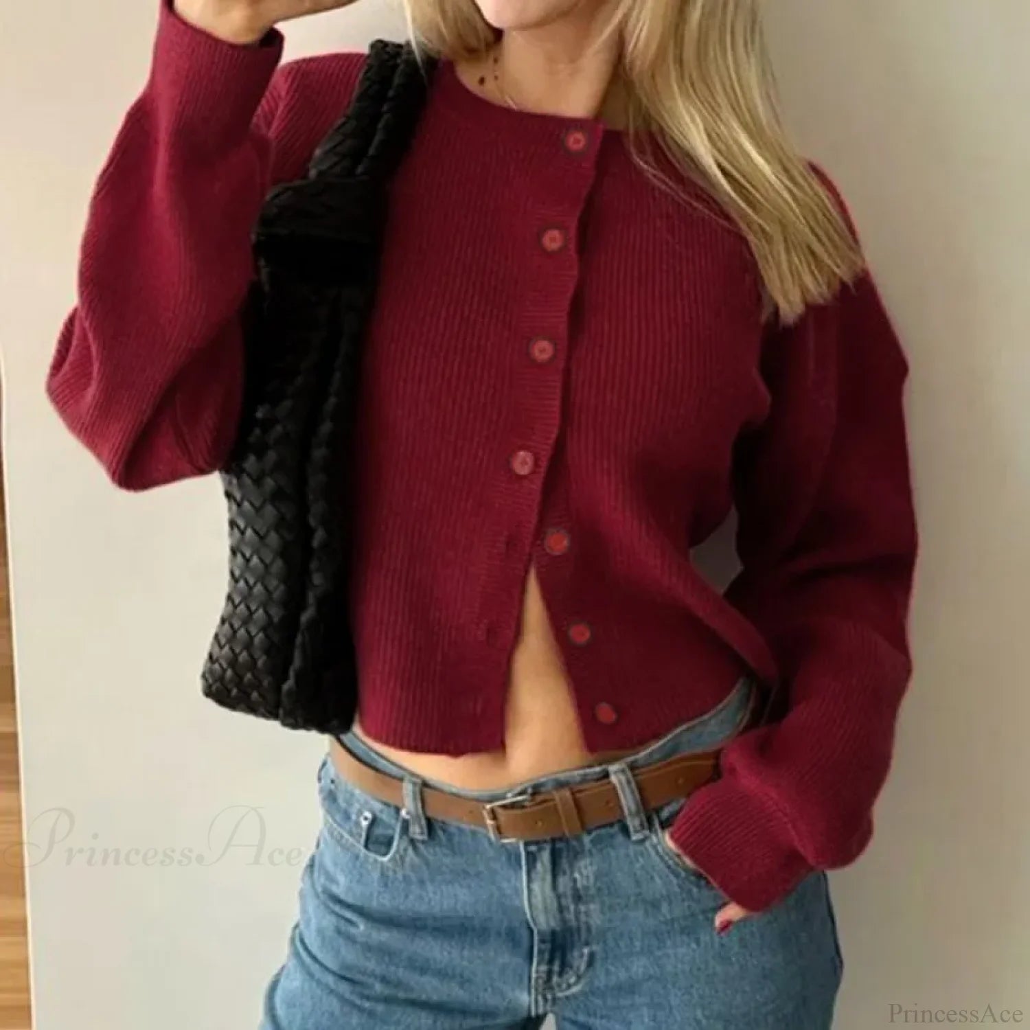 Retro Round Neck Long Sleeve Lazy Wind Knit Cardigan – PrincessAce