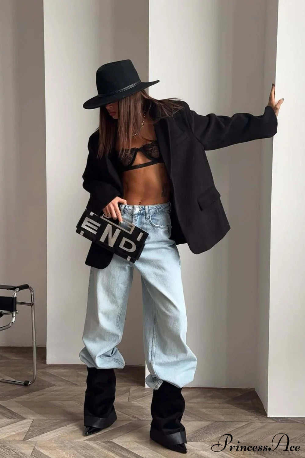 Ripped Vintage Straight Wide-Leg Ankle-Length Jeans – PrincessAce